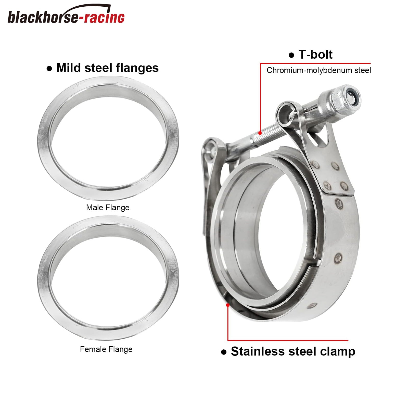 3 Inch V Band Clamp with Male Female Flange 304 Stainless Steel, V-Ban ...