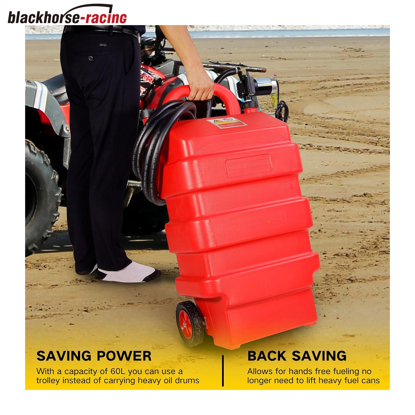 16 Gallon 60L Portable Fuel Caddy Tank with 12V DC Electric Gasoline D ...