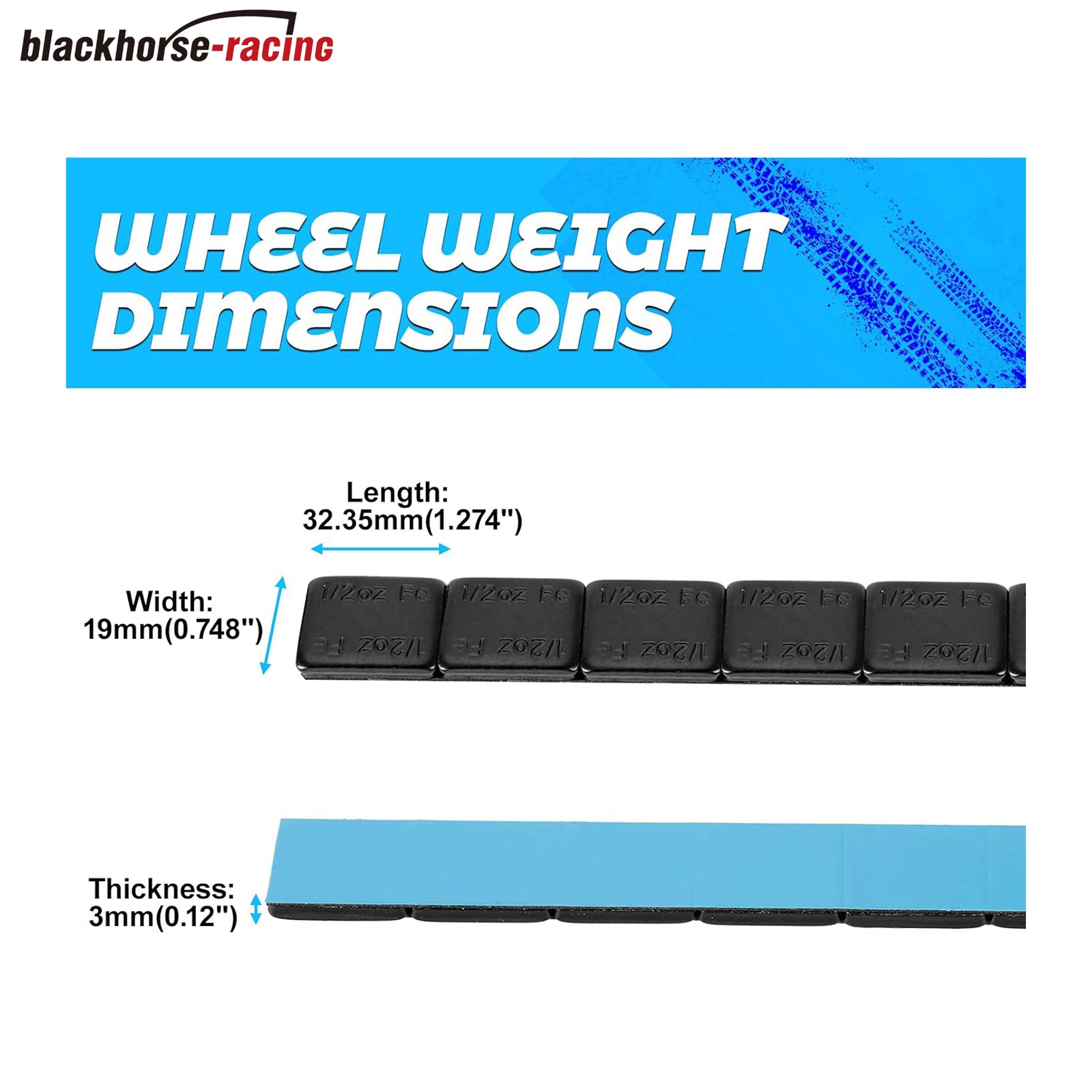 1/2 oz. Stick on Wheel Weights, 90oz./Box 180pcs, Black Tire Balancing ...
