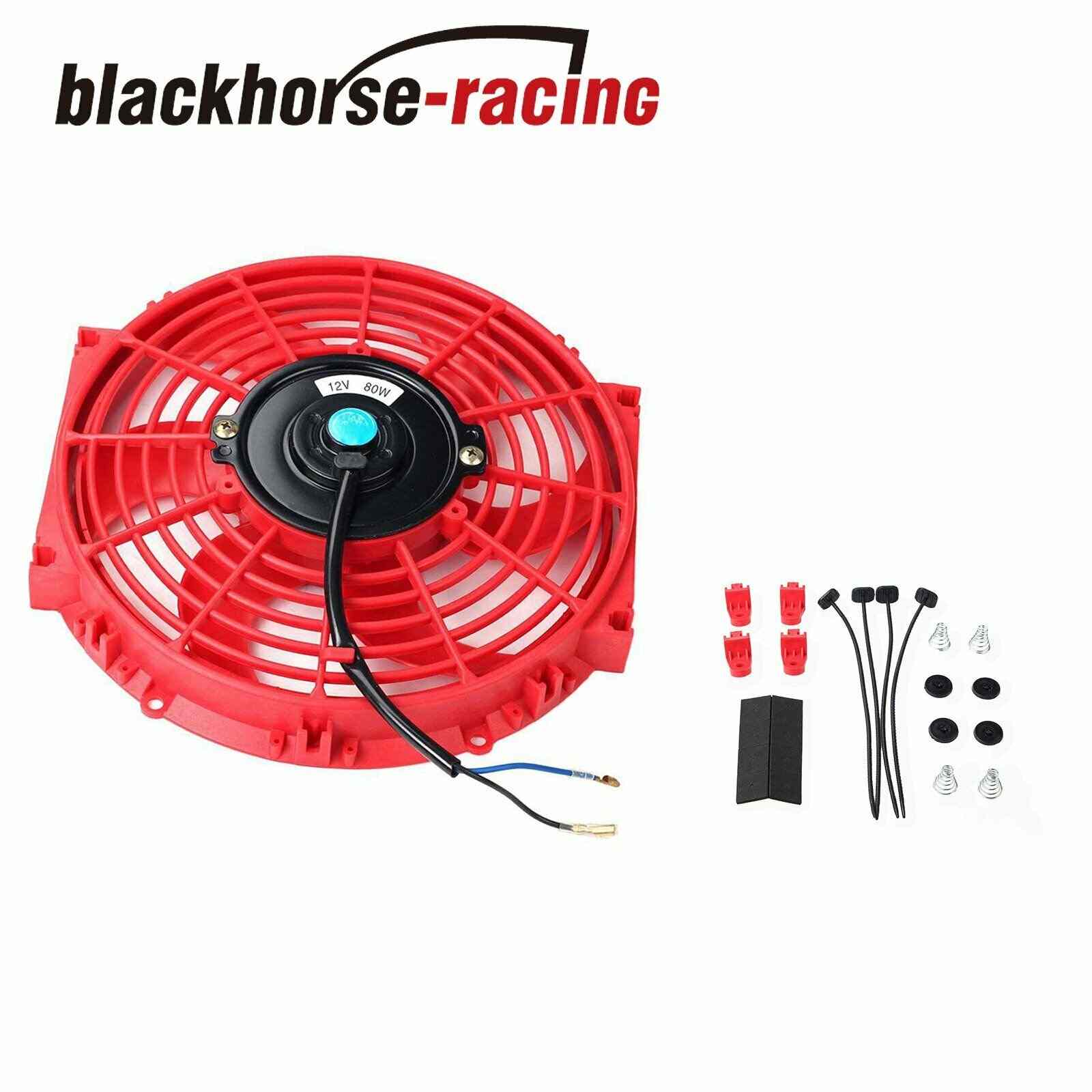 Electric Radiator 10'' Cooling Fan Red & 3/8" Probe Ground Thermostat ...