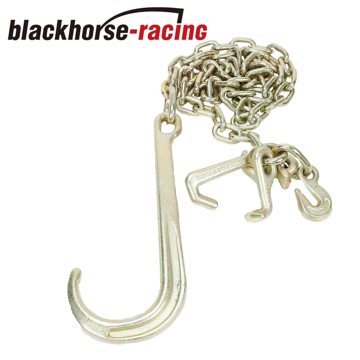 4 Pack 5/16" x 6' Long Shank 15" J Hook Tow Chain w/ RTJ Cluster & Gra ...