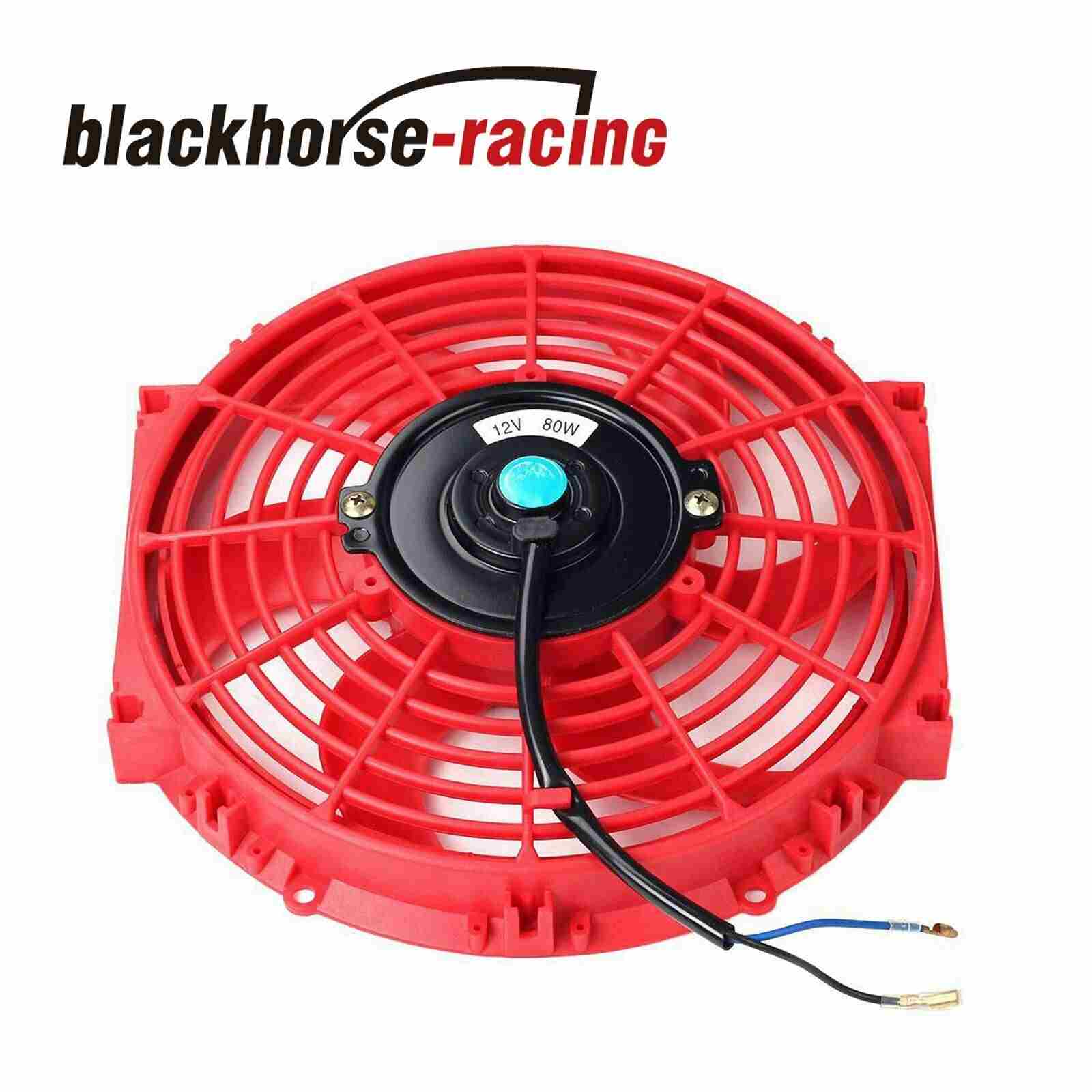 Electric Radiator 10'' Cooling Fan Red & 3/8" Probe Ground Thermostat ...