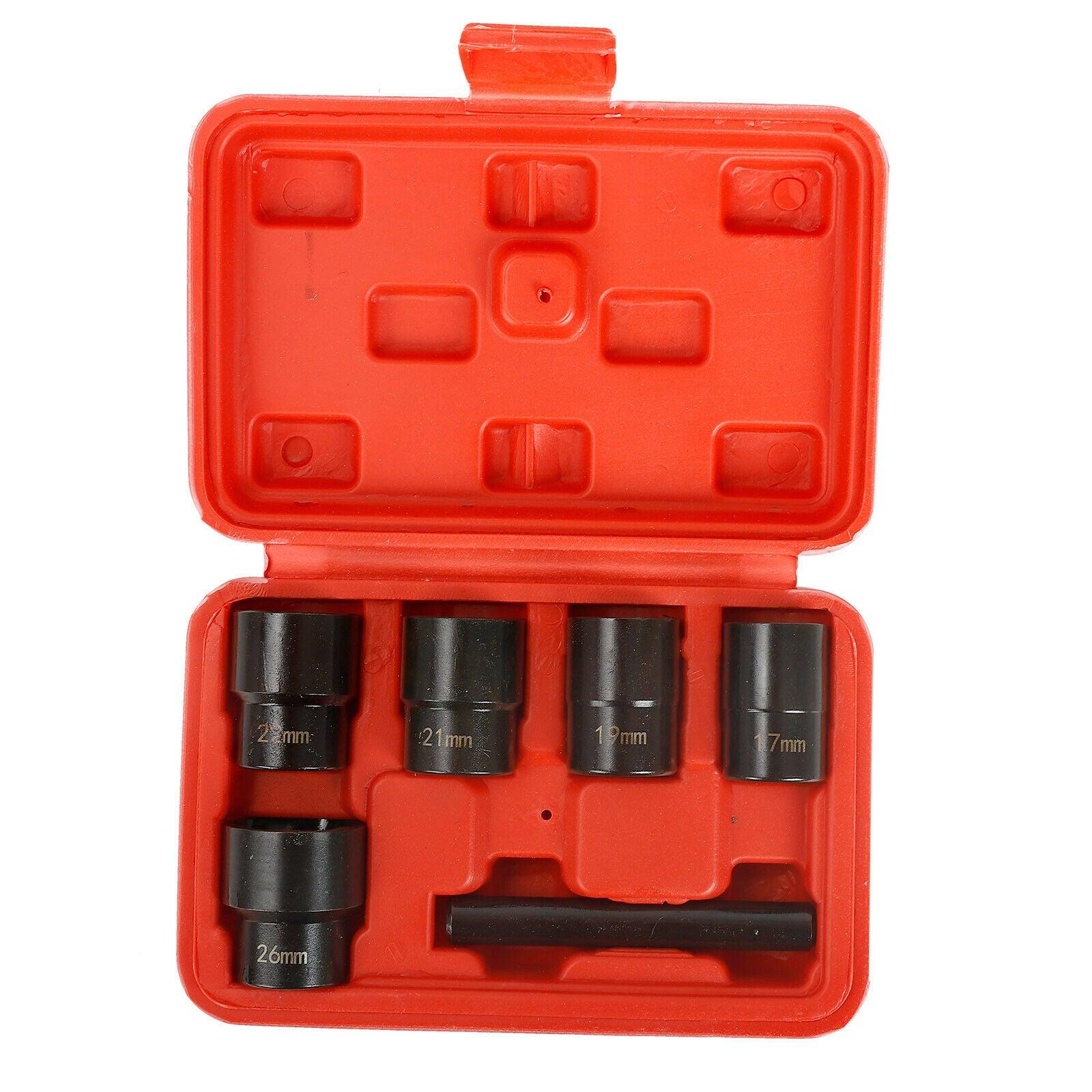 1/2" Drive Twist Socket Set Lug Nut Remover Extractor Tool 17 19 21 22 ...