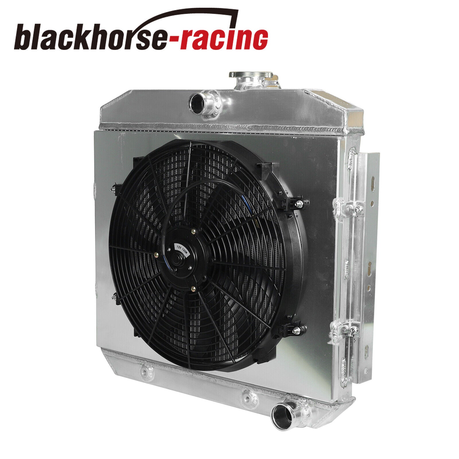 Aluminum Racing Radiator 3 Row + Fan Shroud For 1955-1957 Chevy Block ...